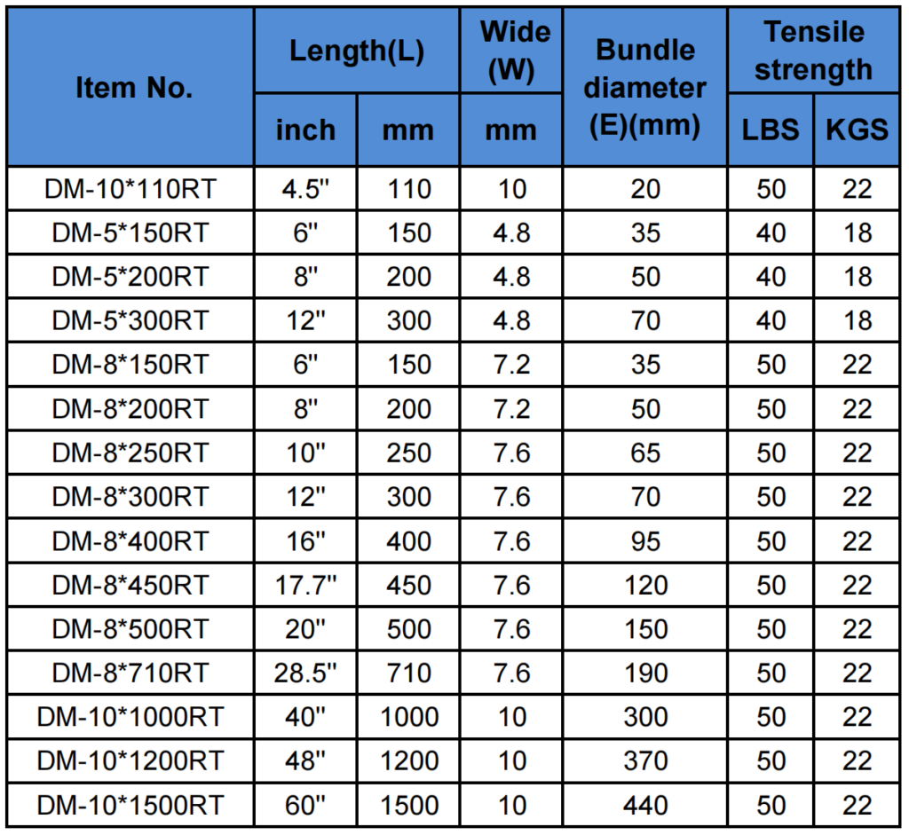DM-8*150RT mm nylon strap releasable cable ties wraps sizes adjustable ...